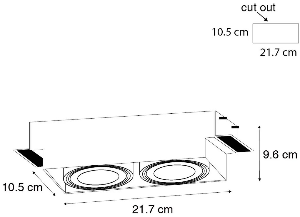 Zapuštěné bodové světlo bílé GU10 AR70 bez rámu 2-světlo - Oneon