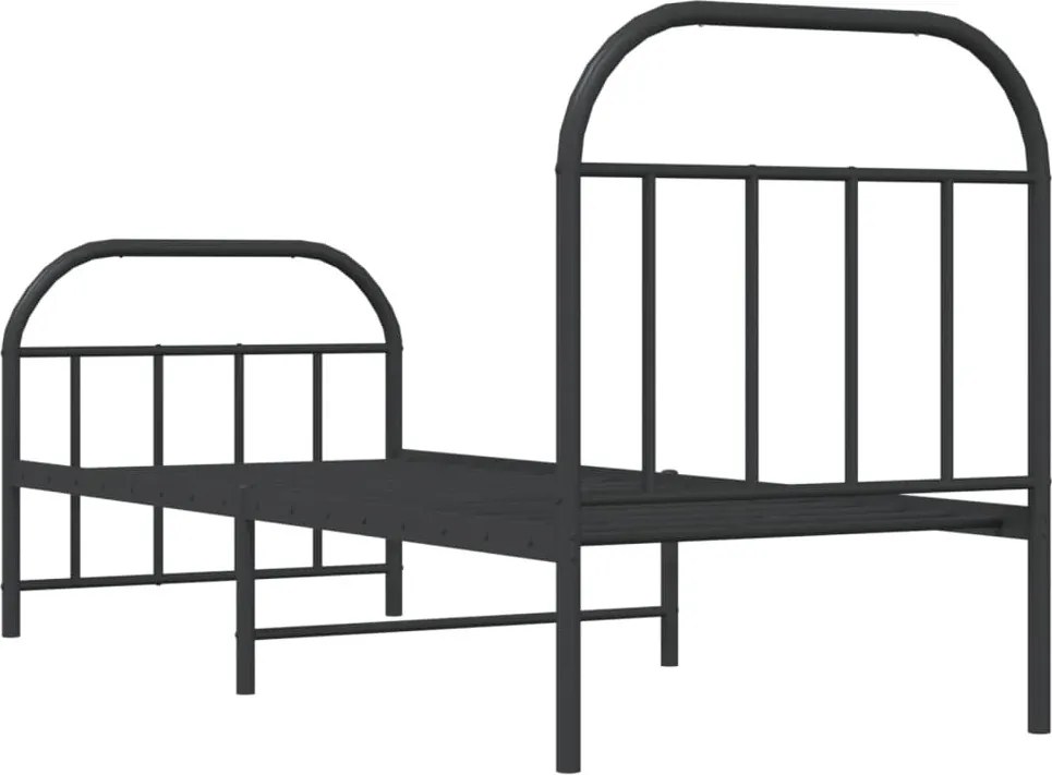 vidaXL Kovový rám postele s hlavovým a nožním čelem 75 x 190 cm [353643] Barva: Černá
