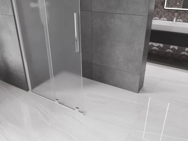 Mexen Velar, sprchová zástěna s posuvnými dveřmi Walk-in 75 x 200 cm, 8mm sklo námraza, chromová, 871-075-000-33-01