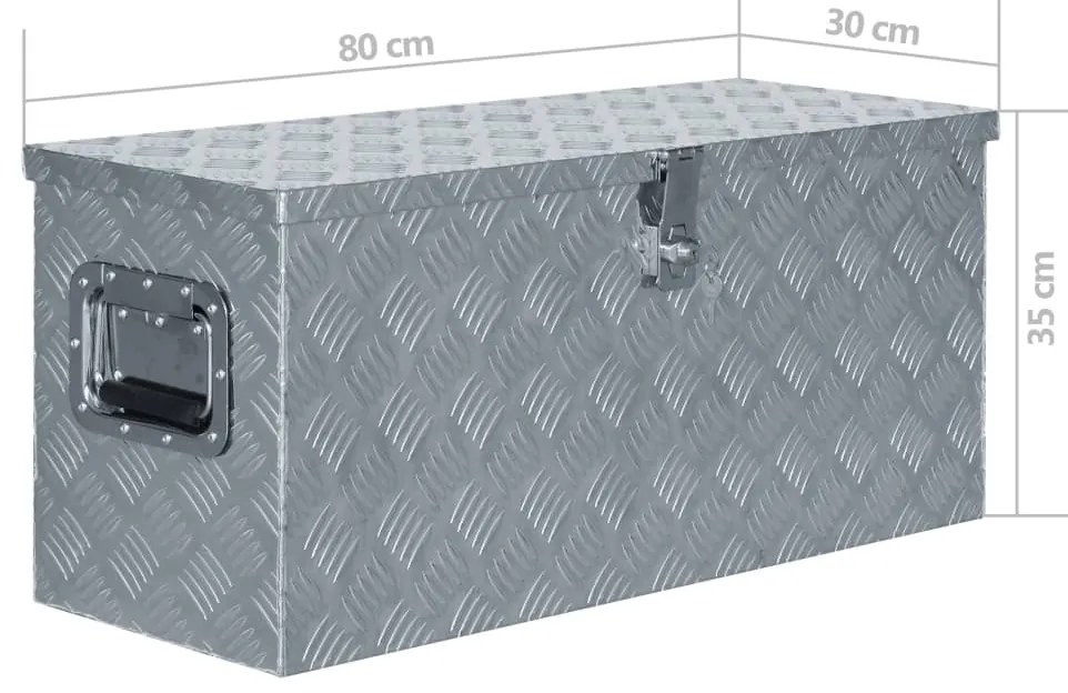 vidaXL Marketos Hliníkový box 80 x 30 x 35 cm stříbrný