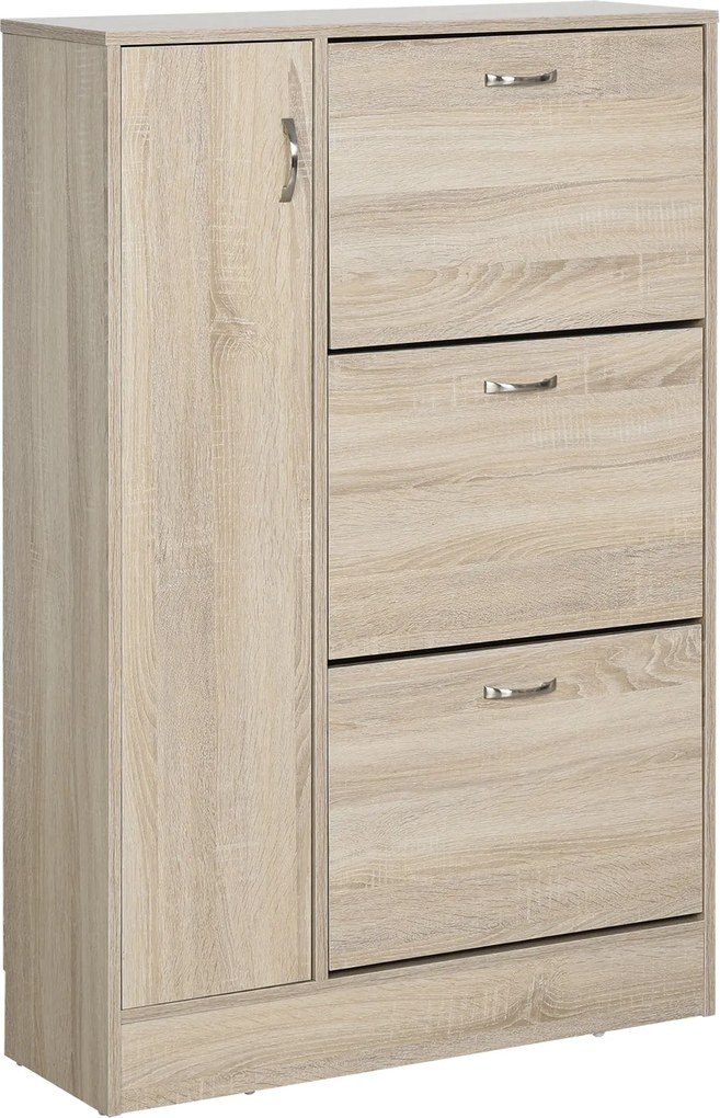 HOMCOM 2-in-1 Skříň na boty pro skladování bot a deštníků, vysoká skříň s nastavitelnou policí pro 12 párů 79x26x120 cm dřevo | Aosom