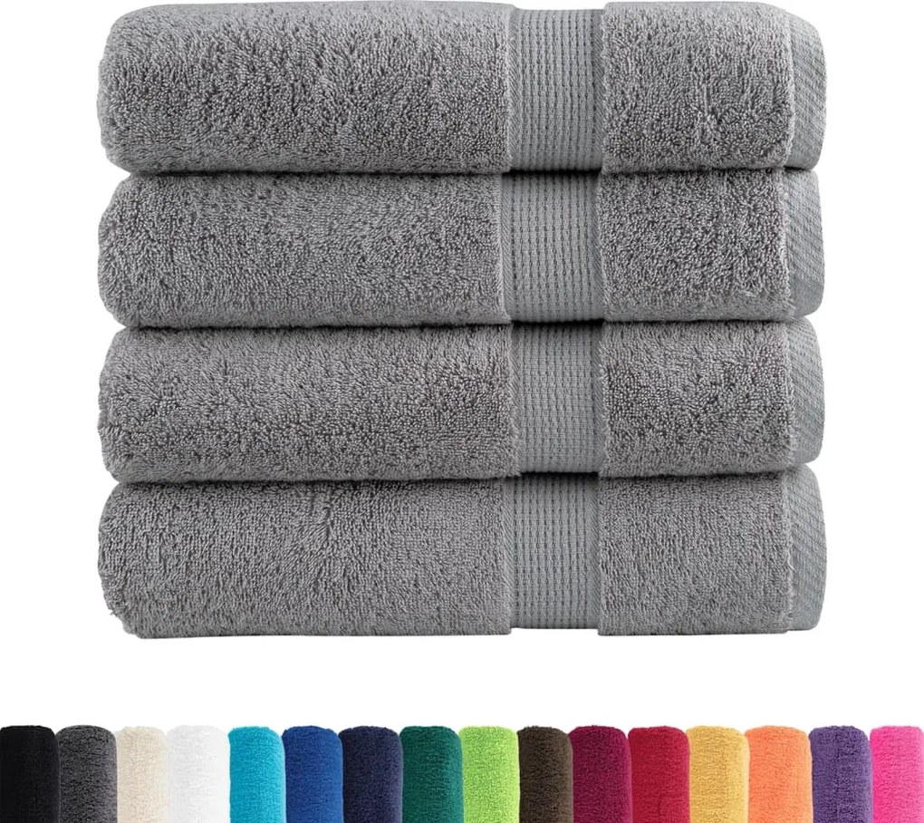 Prémiové ručníky SOLUND 4 ks šedé 50x100 cm 600 g/m² 137306