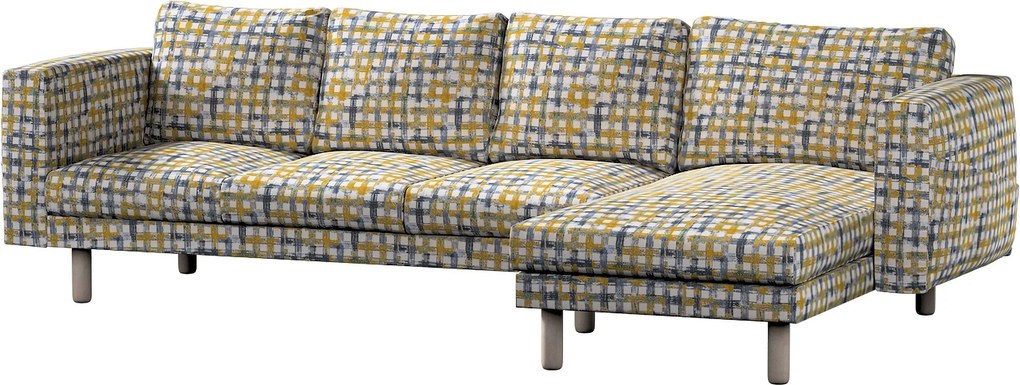 Potah na pohovku IKEA Norsborg 4-místná se šezlongem barva modrá látka pletený vzor, vzorované