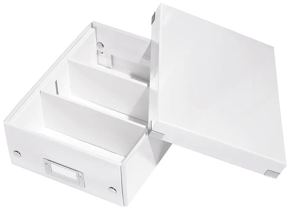 Bílý kartonový úložný box s víkem 22x28x10 cm Click&amp;Store – Leitz