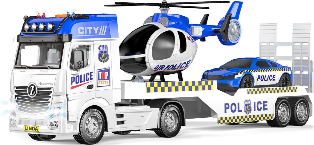 Wiky tahač policie 55 cm a helikoptéra s efekty, set