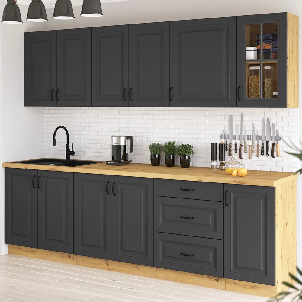 STILO gr | horní skříňka 30 G-90 1F s policemi | 30 cm | VYSOKÁ | UNI dvířka | artisan/grafit