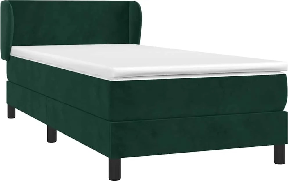 Box spring postel s matrací tmavě zelená 90x190 cm samet 3127346