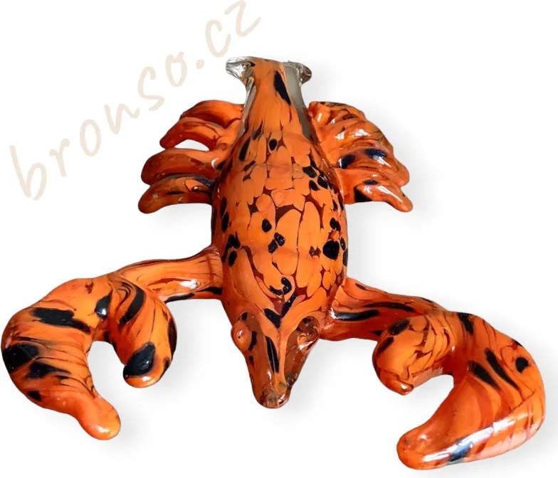 Skleněný rak soška - těžítko (Mořský rak figurka)