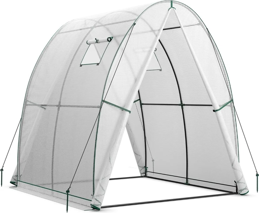 Costway Fóliový skleník s PE krytem do každého počasí a – 181 × 181 × 200 cm