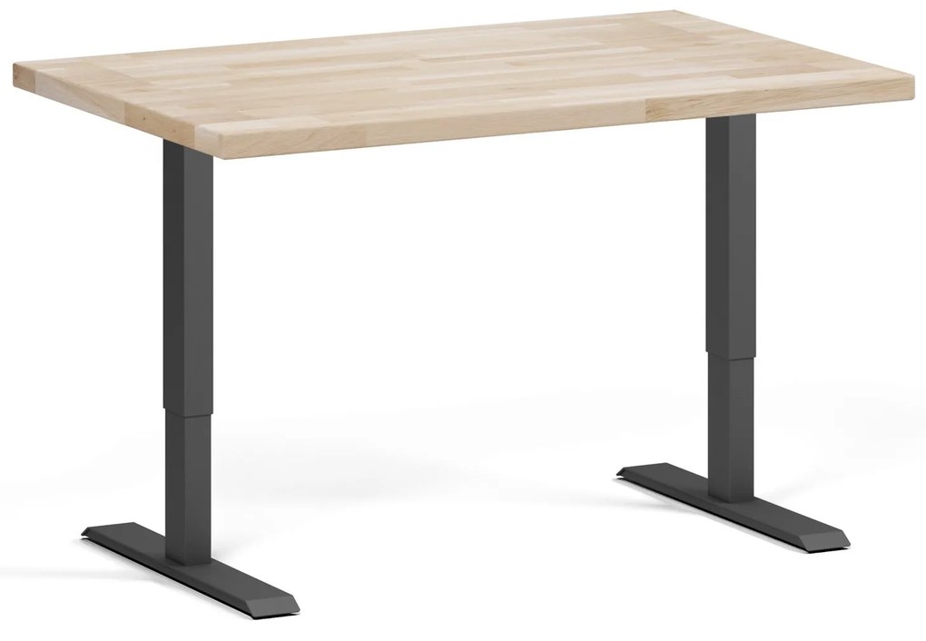 Výškově nastavitelný pracovní stůl do dílny, 2 motory, 1200 x 800 x 760-1230 mm, černá podnož