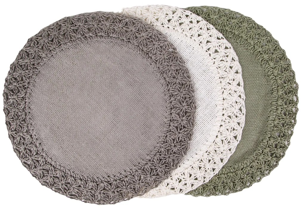 SADA 6KS PROSTÍRÁNÍ NA STŮL BOHO 11 (FI) 38 CM ŠEDÁ