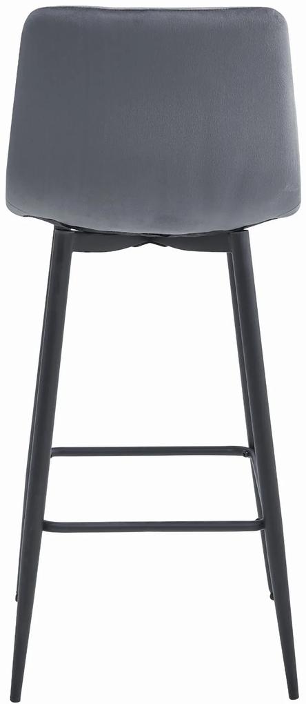 Tmavě šedá barová židle NADO VELVET s černými nohami