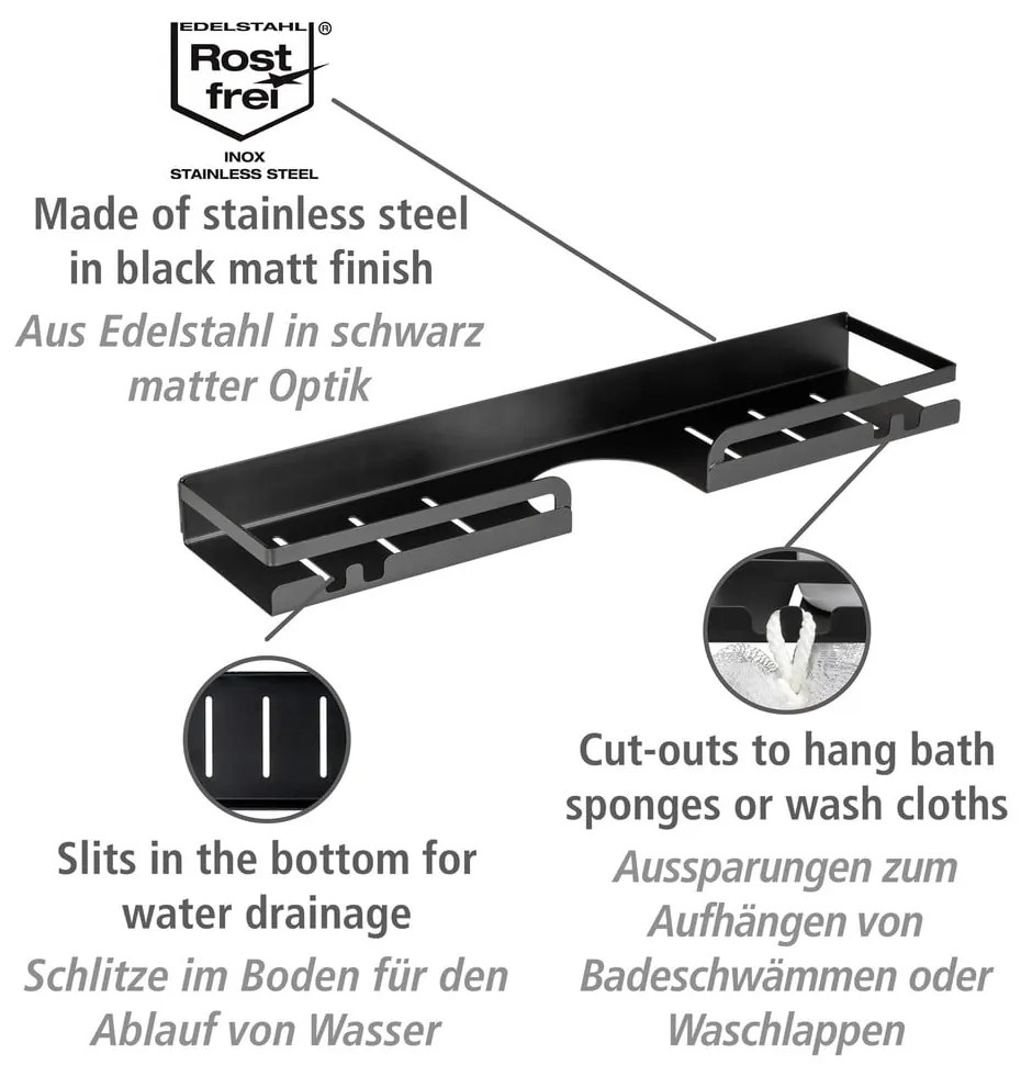 Černá samodržící koupelnová polička z nerezové oceli Altarella – Wenko