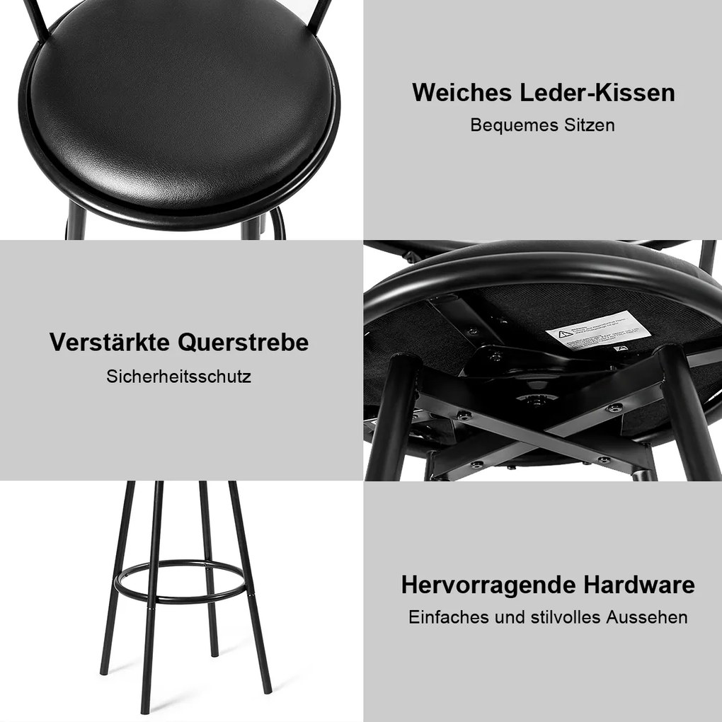 Costway Barové židle 2 otočné o 360° vyrobené z ocelových trubek a silných