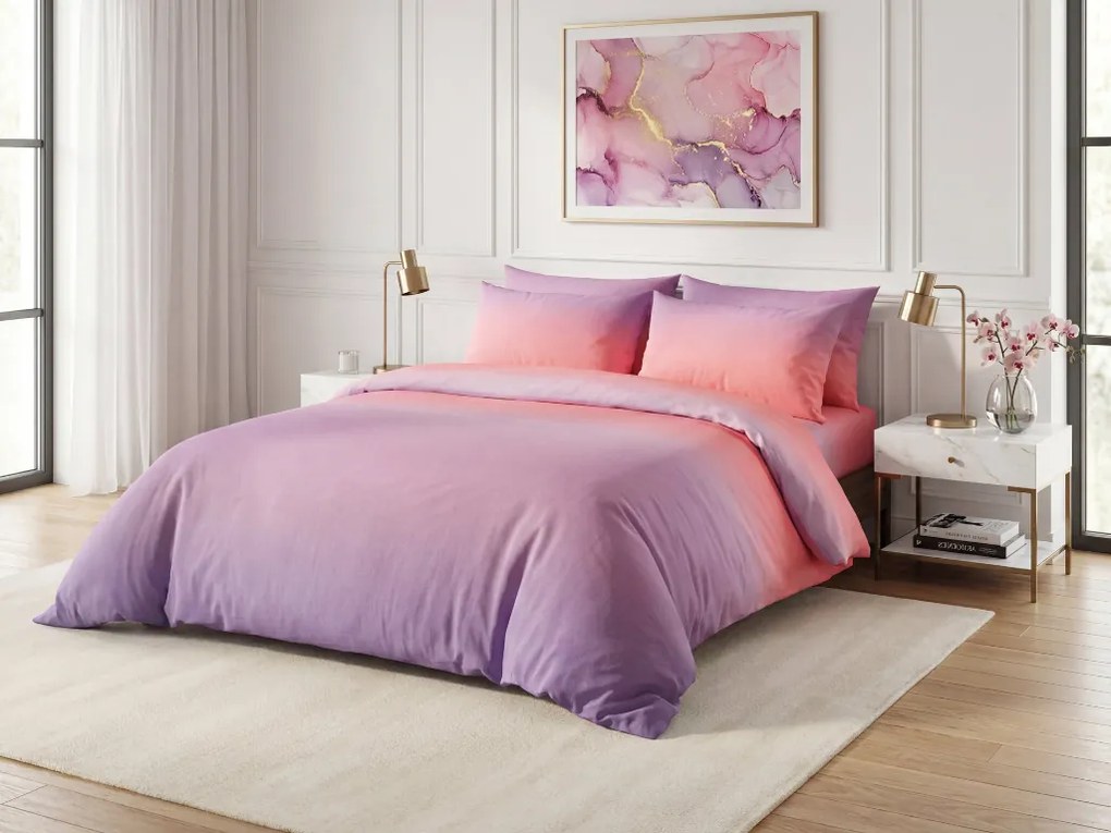 Bavlněné povlečení OMBRE fialovo-růžové Rozměr povlečení: 2 ks 70 x 90 cm | 200 x 220 cm