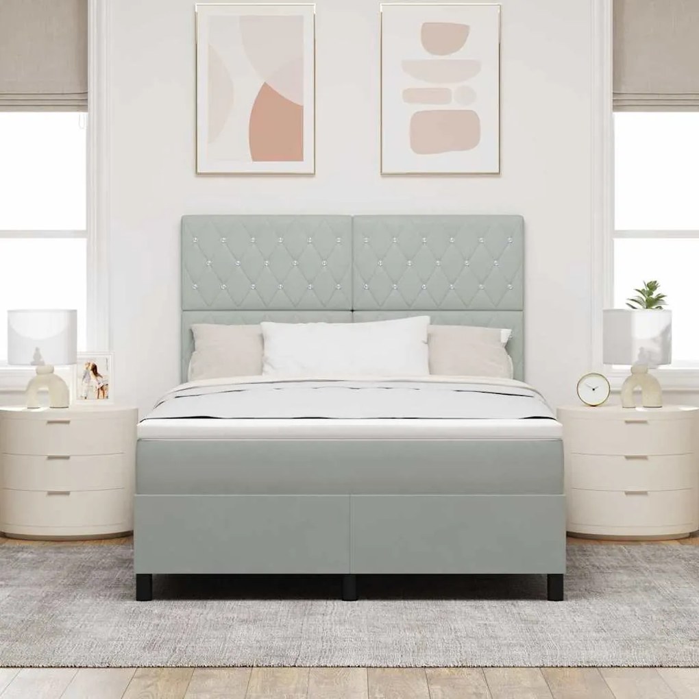 Postel s boxspringem s matrací Světle šedá 160 x 200 cm samet 3339776