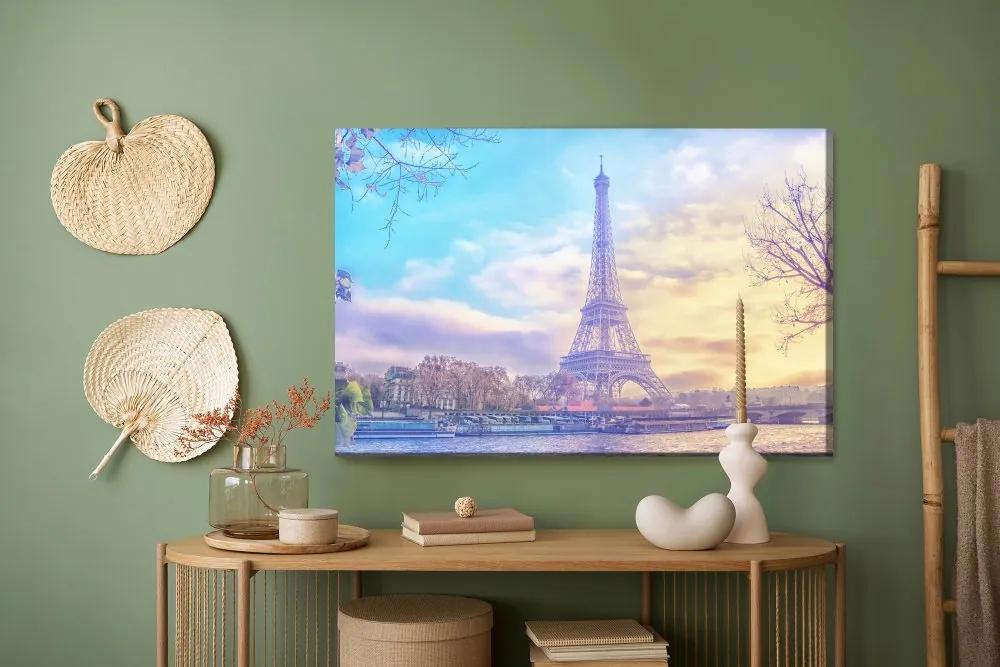 Obraz Eiffelova Věž Při Západu Slunce Nedostatek Nedostatek Přírodní plátno 90x60