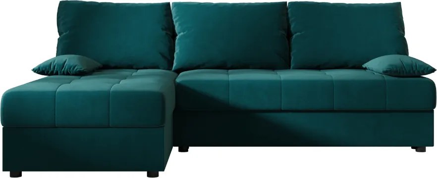 Rozkládací oboustranná sedací souprava do L VENORIA SLIM 200x143 cm, petrolejová + 2 polštářky ZDARMA