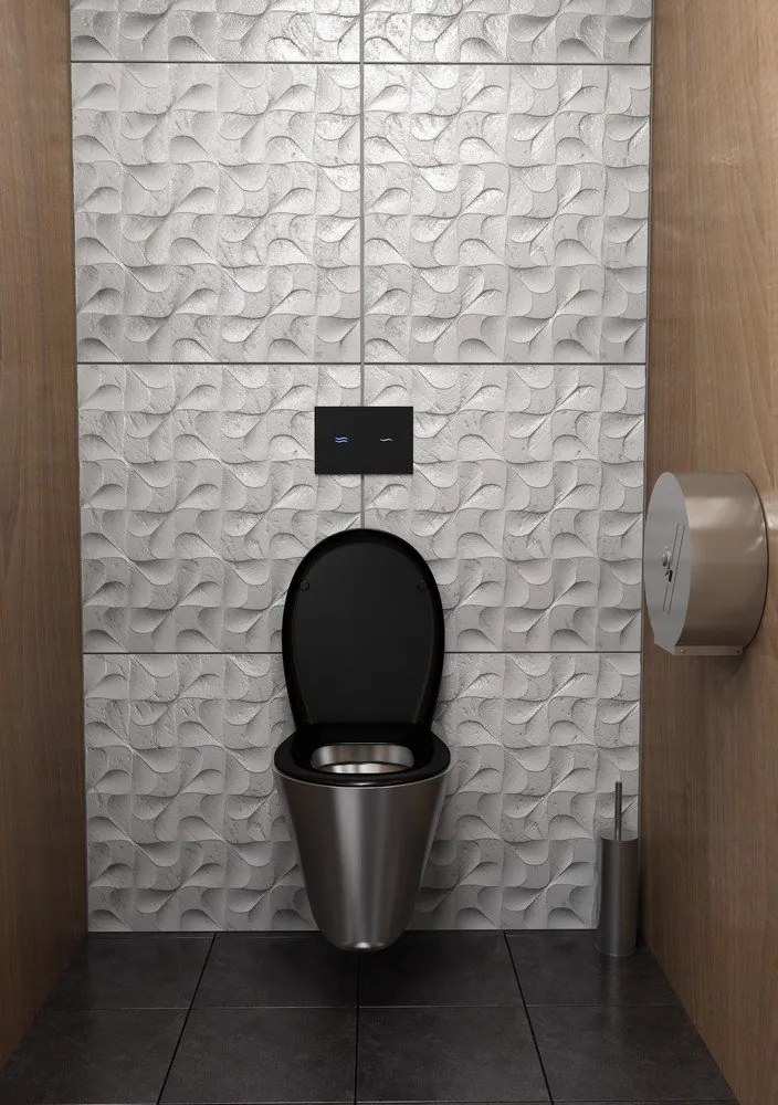 Sanela - Elektronický dotykový splachovač WC s elektronikou ALS do montážního rámu SLR 21, barva skla černá, podsvícení modré, 24 V DC