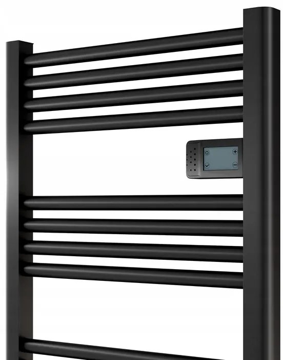 Erga Pago, elektrické topné těleso 960x540 mm s digitálním termostatem, 500W, černá matná, ERG-LAV-GRZE-E-ALU-960540-BK