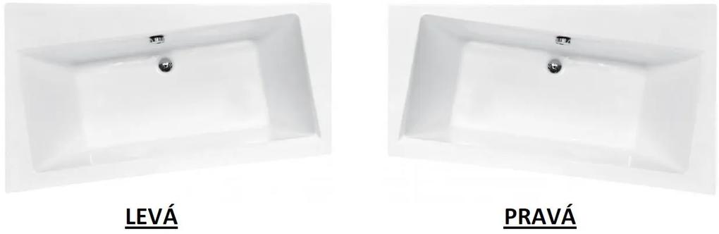 BESCO Asymetrická vana ASTI Nožičky k vaně - S nožičkami, Rozměr vany - 160 × 100 cm, Způsob provedení - Pravé - VANAST16P+OLVPINOZ