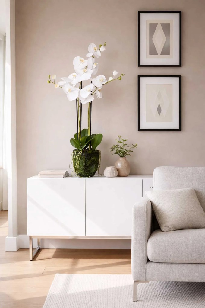 Umělá orchidej ORCHIDELIS, plast, výška 87 cm, bílá