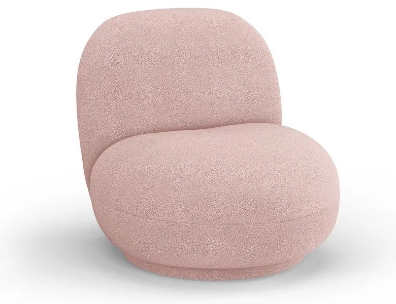 Světle růžové křeslo z textilie bouclé Chuck – Micadoni Home
