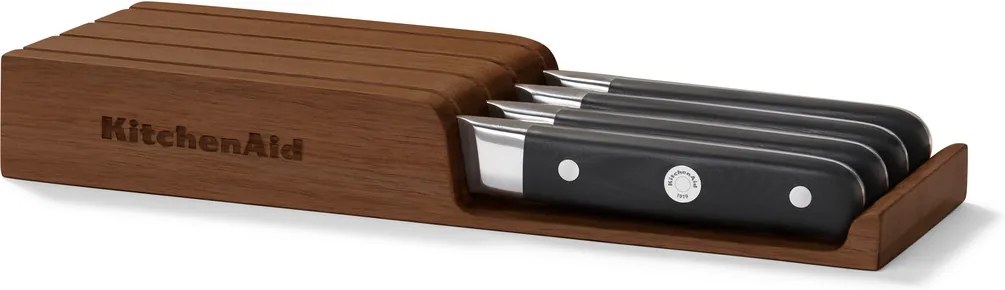 Steakové nože v dřevěném úložném boxu KitchenAid 4 ks