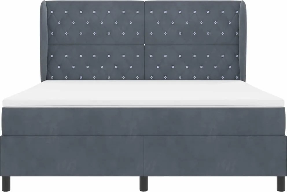 Postel s boxspringem s čelo Tmavě šedá 200 x 180 cm samet 3340887