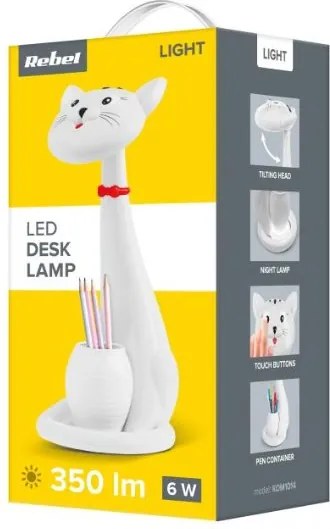 Stolní lampa dětská s regulací REBEL, kočička