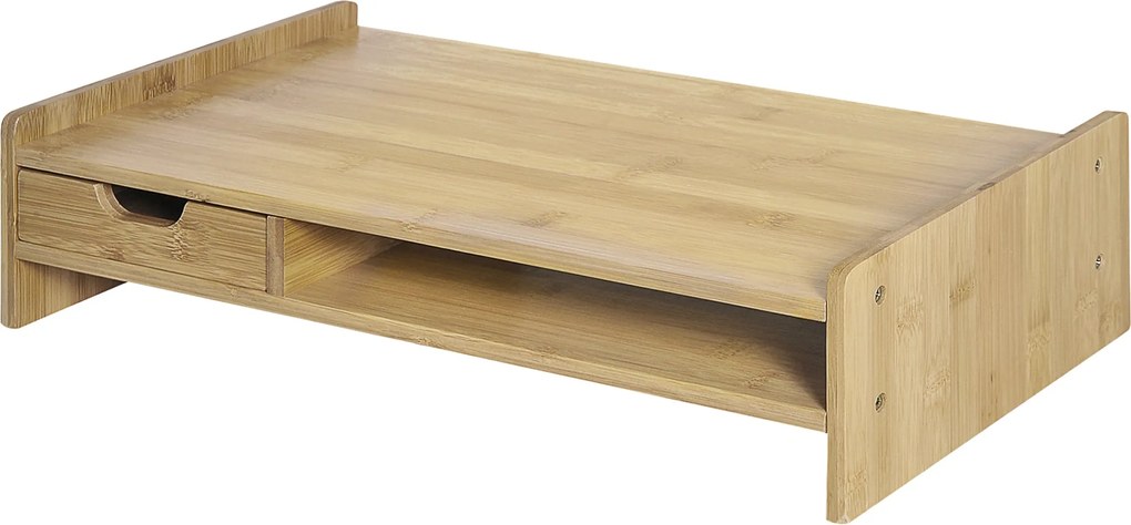 HOMCOM Stojan na monitor z bambusu - Organizér na stůl pro počítačové a přenosné obrazovky 49x25,5x11,5 cm | Aosom