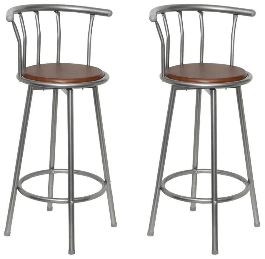 Barové židle 2 ks - ocelové | hnědé