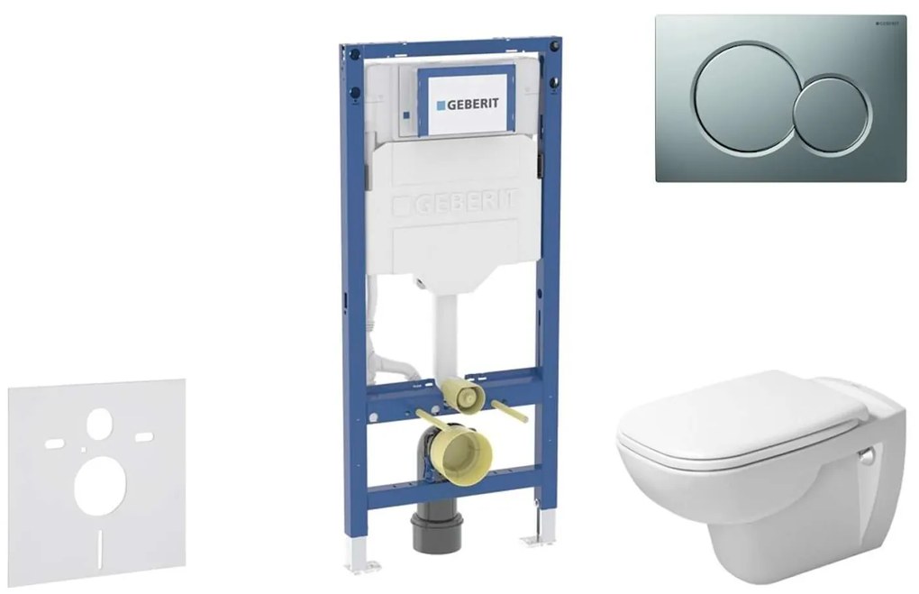 Geberit Duofix - Set předstěnové instalace, klozetu D-Code a sedátka softclose, tlačítko Sigma01, matný chrom SANI11CP2102