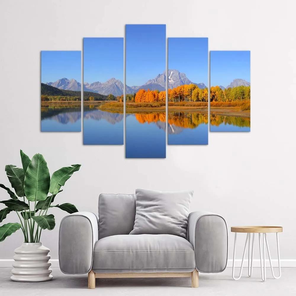 Obraz na plátně pětidílný Krajina Jezero Příroda - 100x70 cm