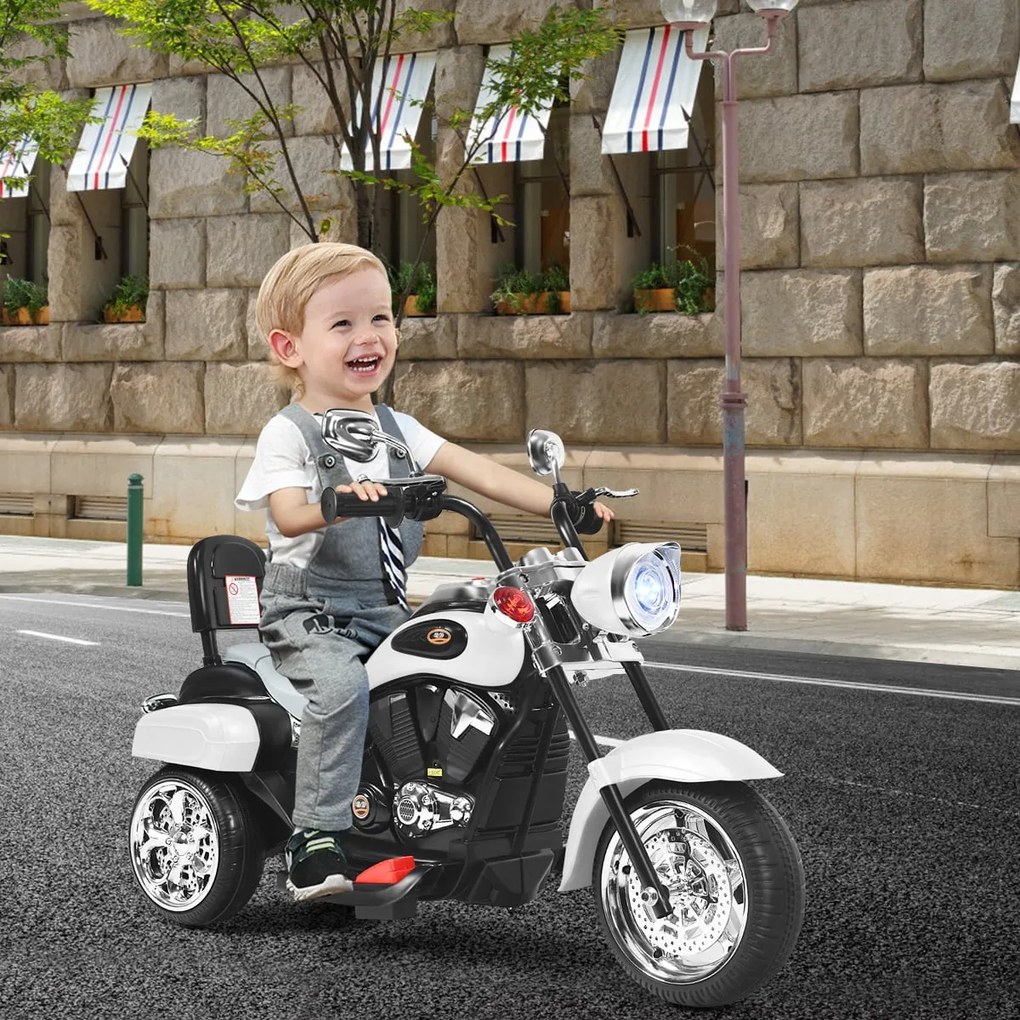 Costway Motocyklový motocykl napájený baterií ve stylu chopper bílá +, černobílý