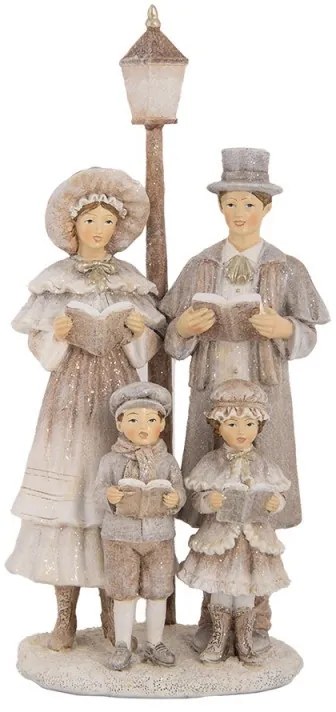 Béžová vánoční dekorace sbor Christmas Choir - 15*11*30 cm