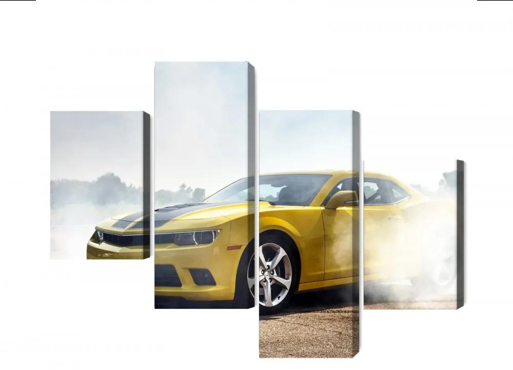 Vícedílný obraz 3D Driftující Žluté Auto Nedostatek Nedostatek Plátno Canvas 120x75
