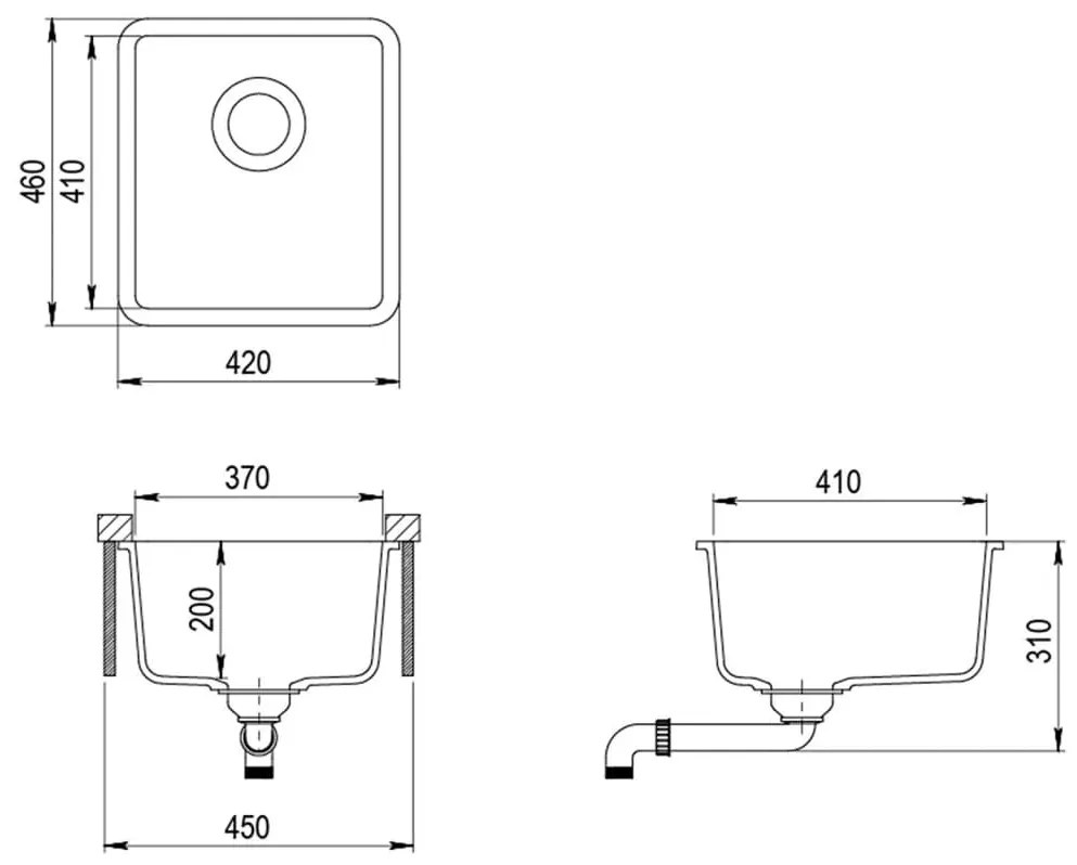 vidaXL Marketos Žulový kuchyňský dřez single umyvadlo černé