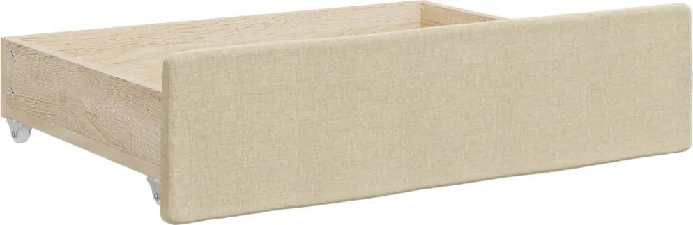 Válenda s přistýlkou a zásuvkami krémová 90 x 200 cm textil 3196874