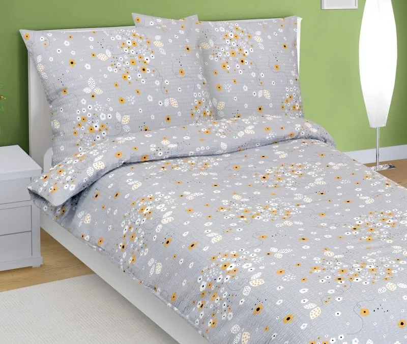 Bellatex Krepové povlečení Šedá 140x220 cm, 70x90 cm