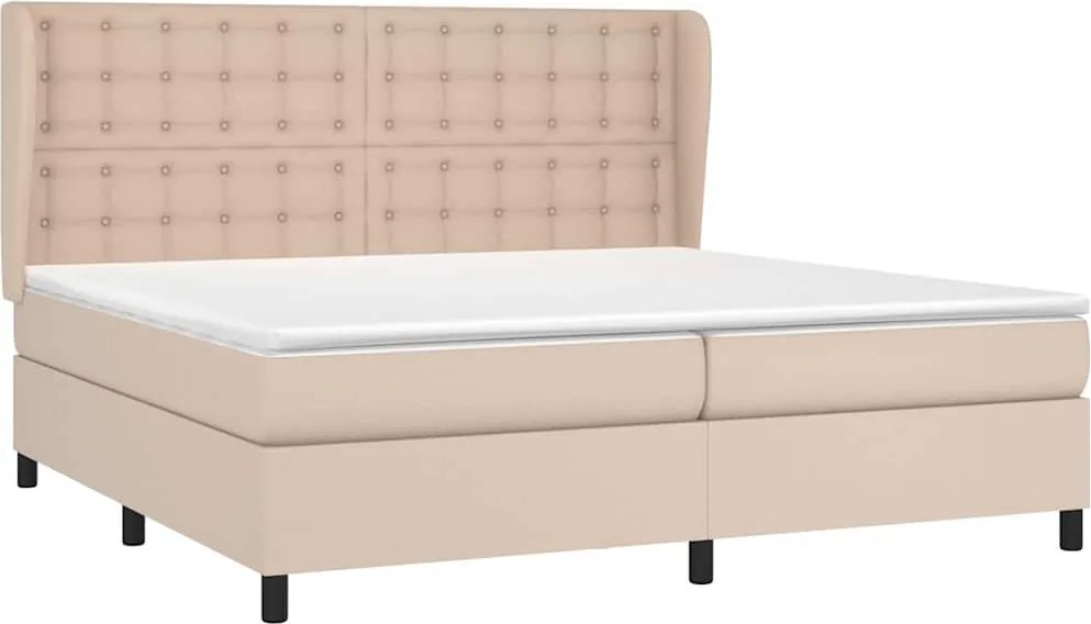 Box spring postel s matrací cappuccino 200 x 200 cm umělá kůže 3129056