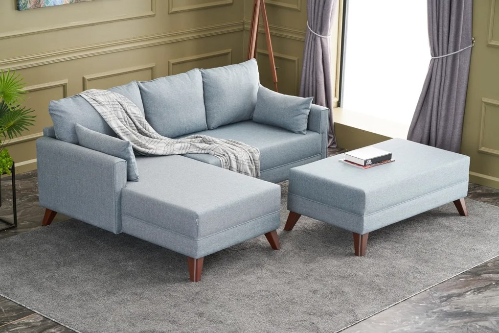 Atelier del Sofa Rohová sedací souprava Bella Soft Mini Köşe Left - Blue, Modrá