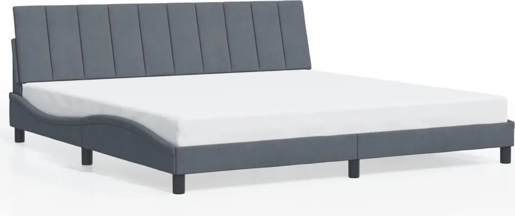 Rám postele s LED osvětlením bez matrace Hanko tmavě šedý 200 x 200 cm samet 3213800