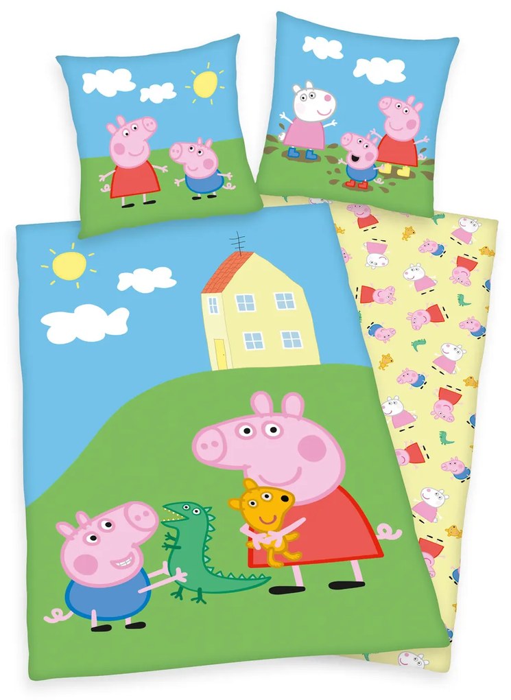 Herding Dětské bavlněné povlečení Peppa Pig Play, 140 x 200 cm, 70 x 90 cm