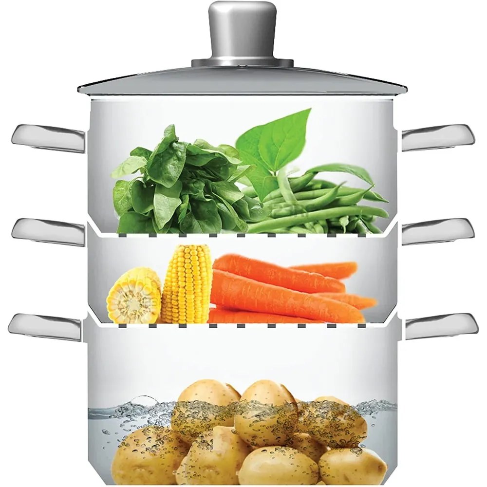 Třípatrový parní hrnec na indukci s pokličkou Sabichi Everyday Esentials