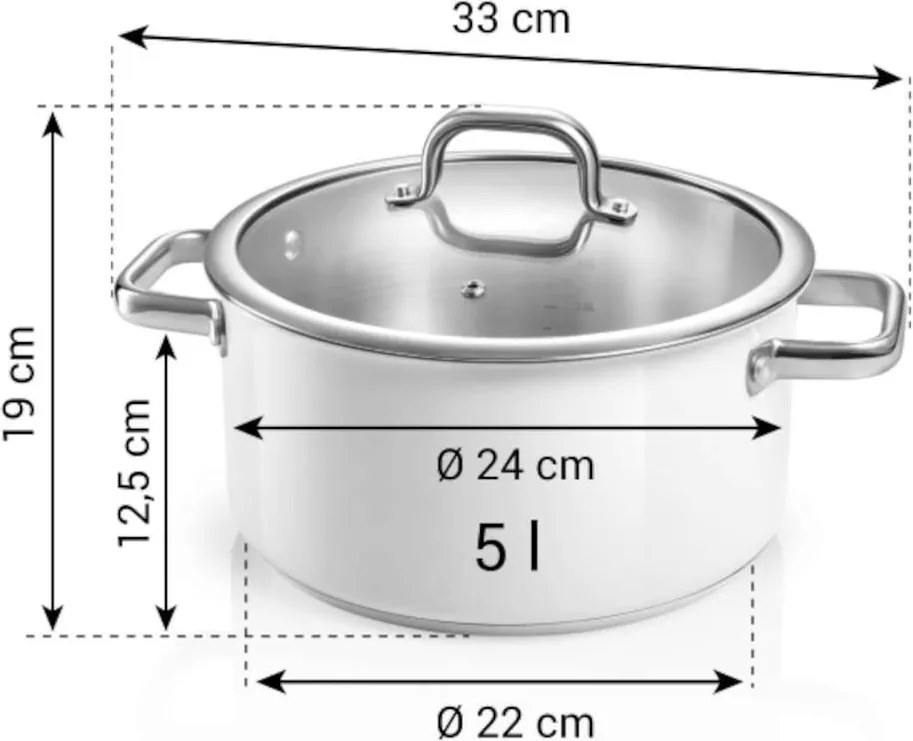 Hrnec v sadě s poklicí o objemu 5 litrů
