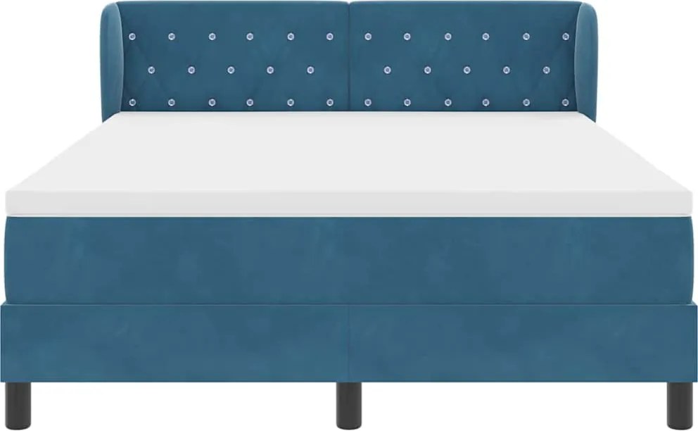 Postel s boxspringem s čelo Tmavě moddrá 160 x 200 cm samet 3340344