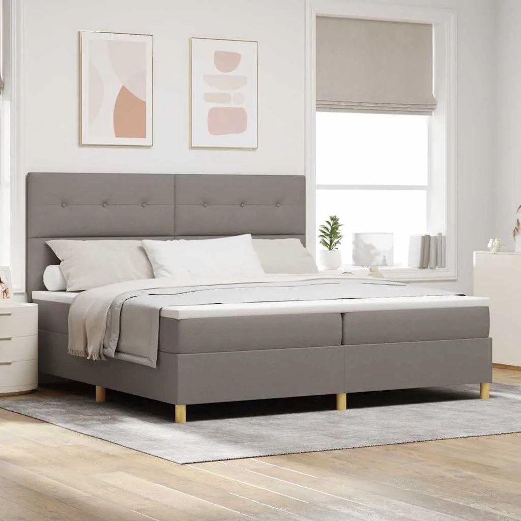 Postel s boxspringem s čelo Taupe 200 x 200 cm textil 3339648