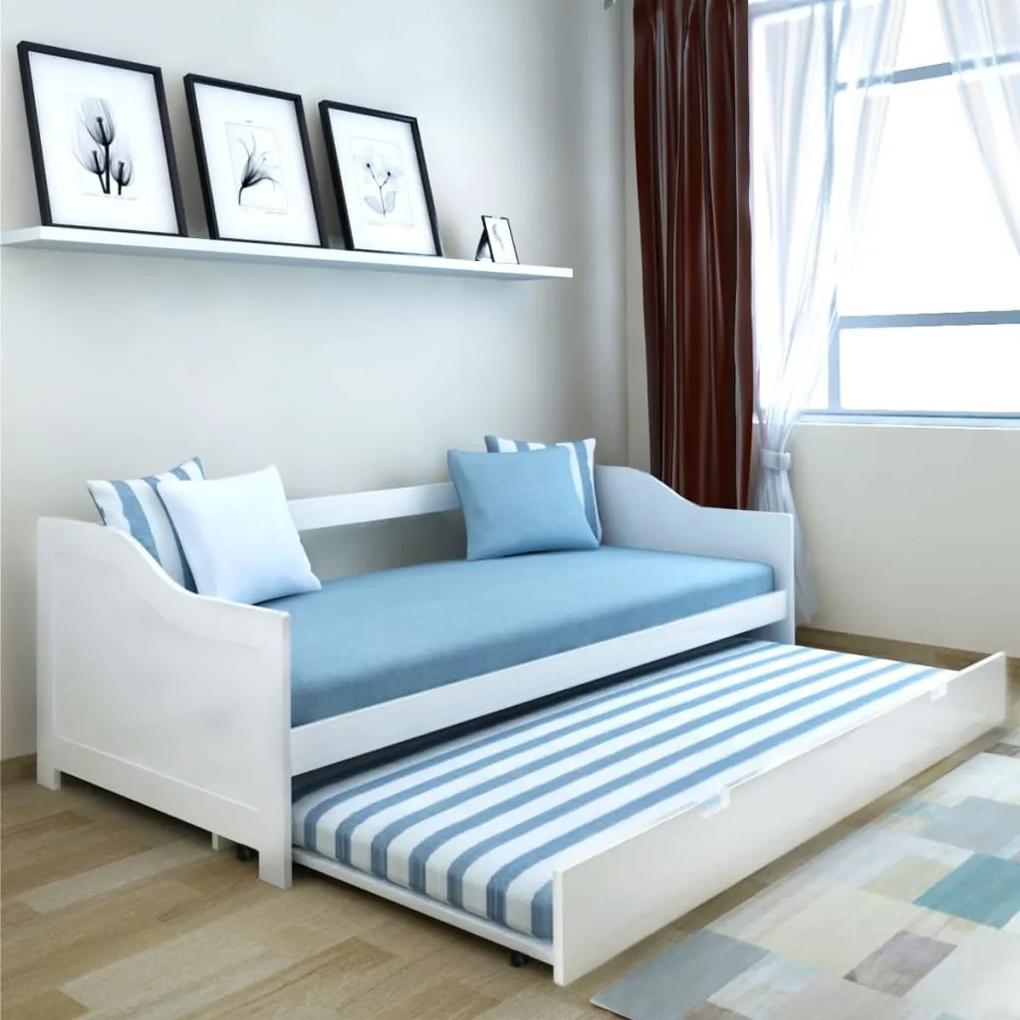242953 vidaXL Vysouvací postel / válenda z borového dřeva bílá 200x90 cm