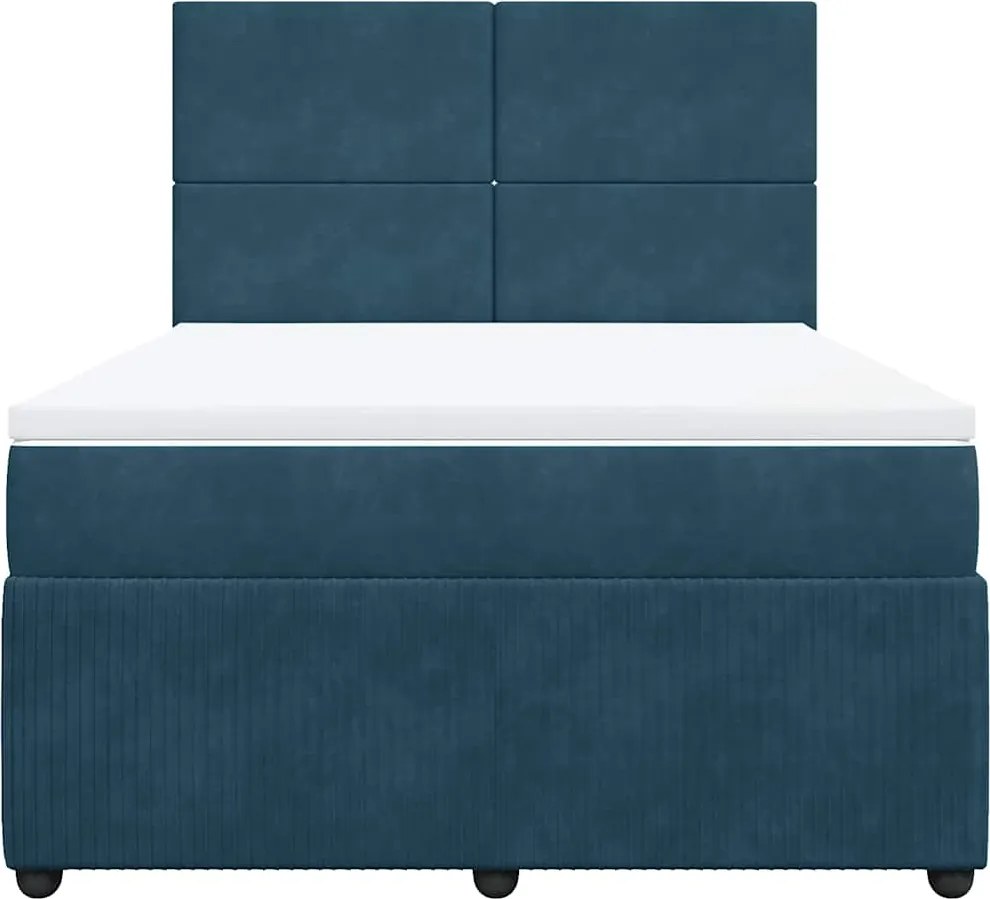 Box spring postel s matrací modrá 160 x 200 cm samet 3294680